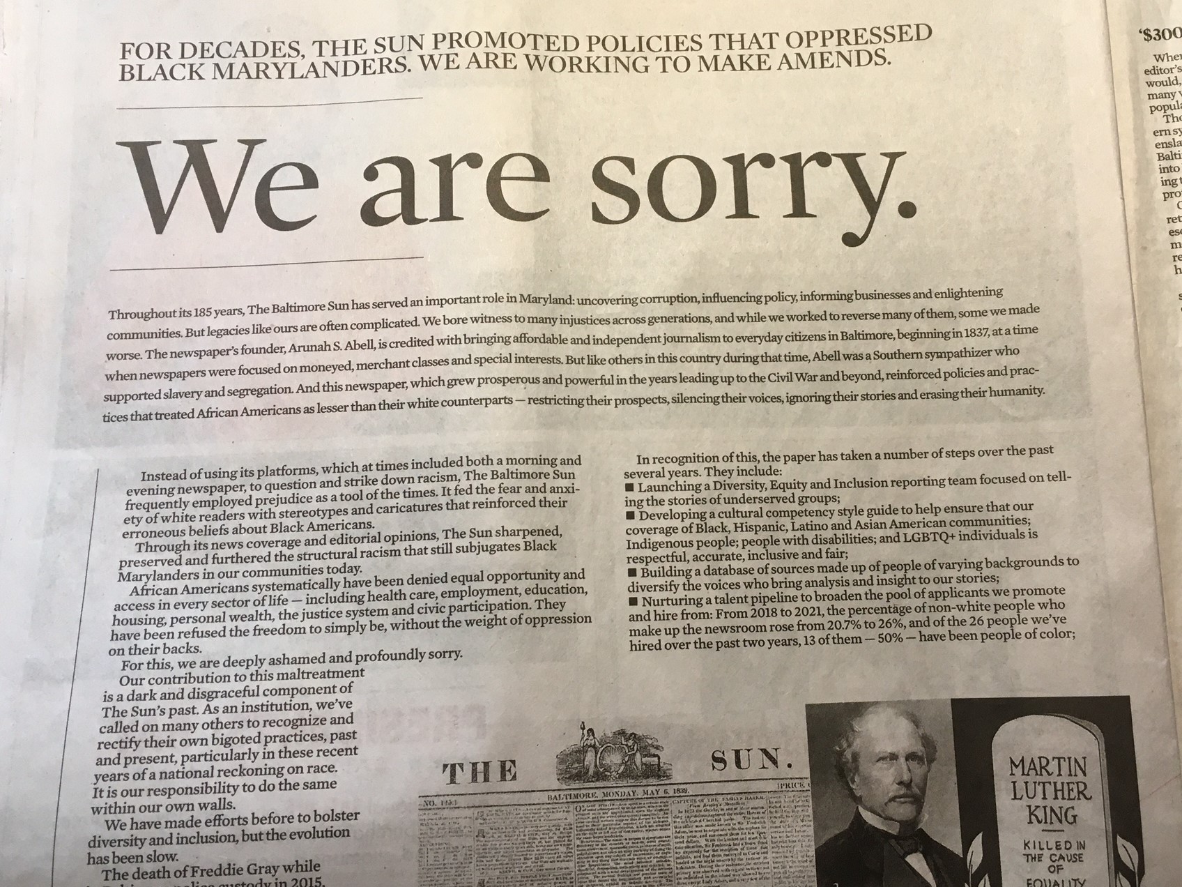The Sun apologizes for its past but not its present - MarylandReporter.com